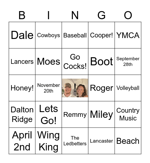 Allie and Cooper Bingo Card