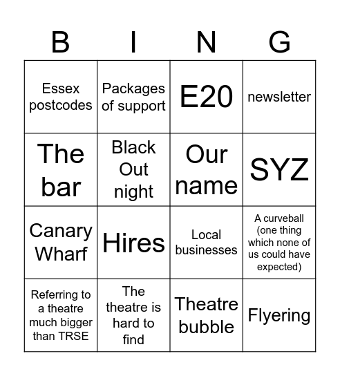 Board Bingo Card