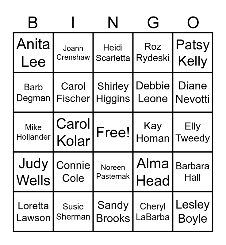Solos Blackout Game Bingo Card
