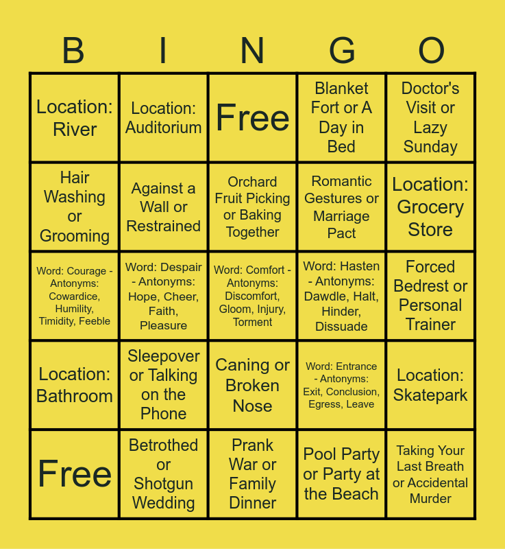 Amy's July Bingo Break Bingo Card