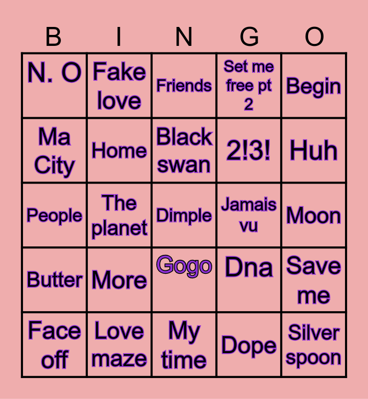 Blackout bingo @k_struck_ Bingo Card