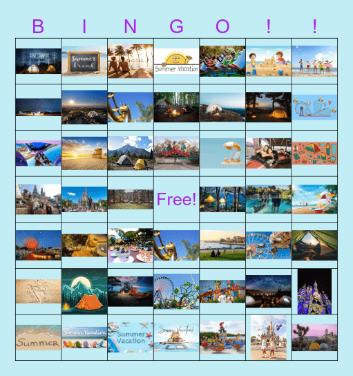 Summer Vacation Bingo Card