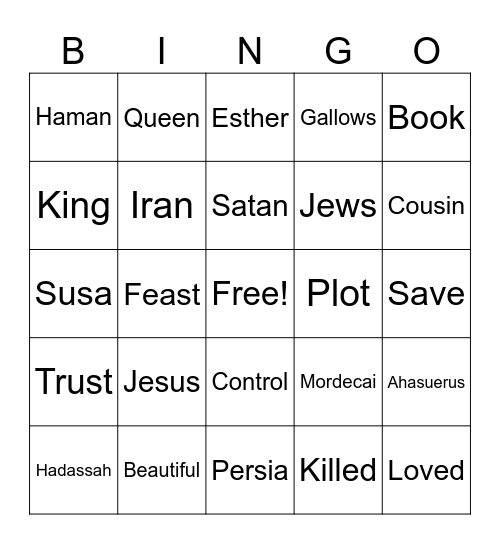 ESTHER Bingo Card