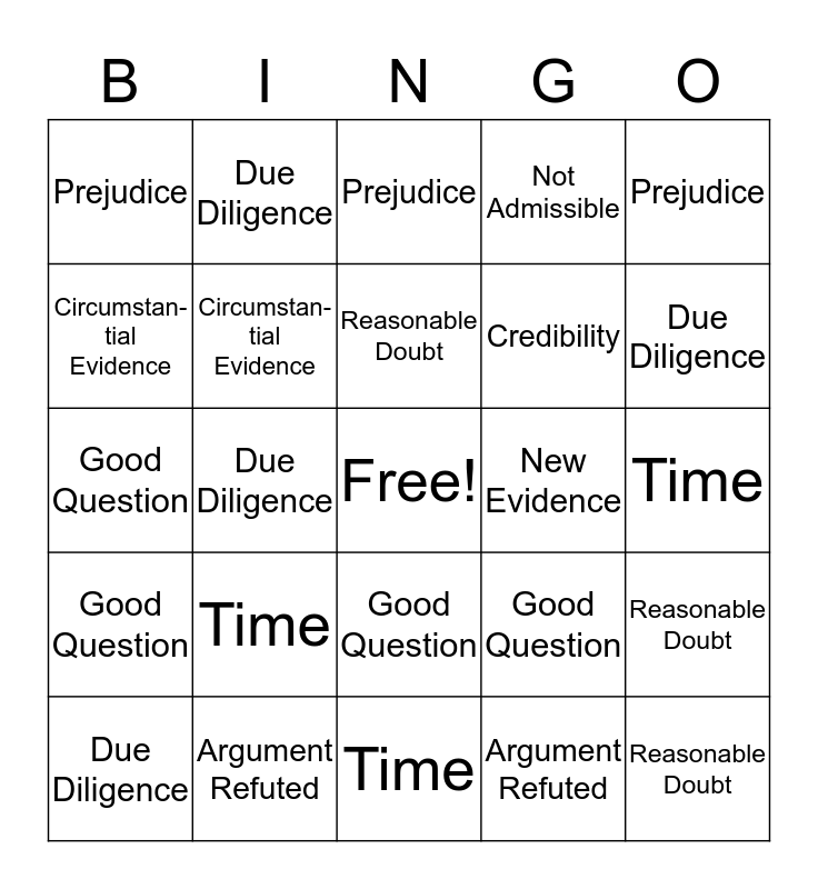 12 Angry Men Bingo Card
