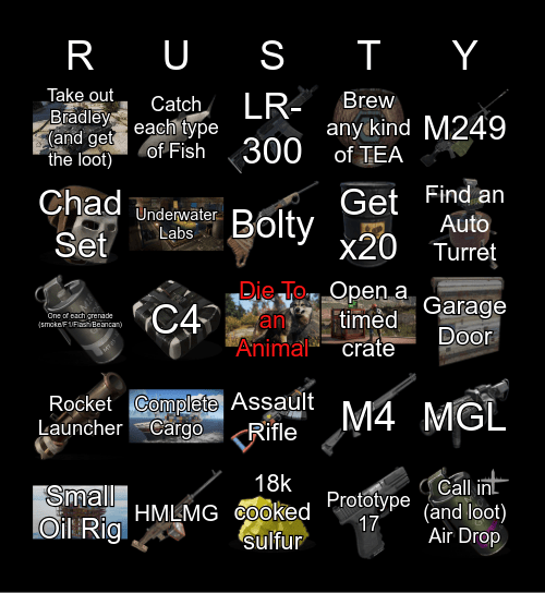 Rust Bingo Card
