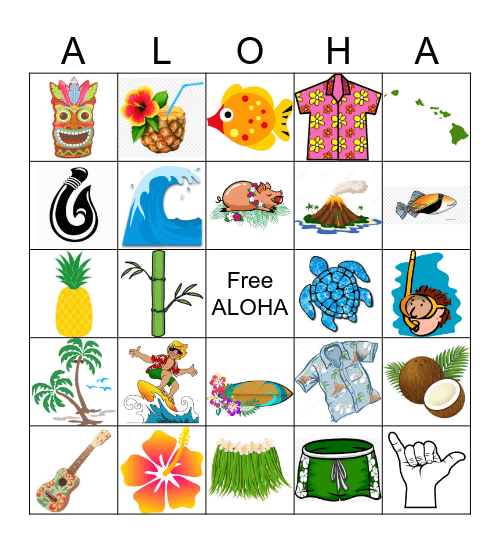 Aloha Bingo Card