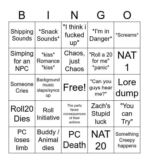 Ye Olde Bingo Card