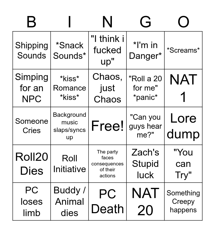 Ye Olde Bingo Card
