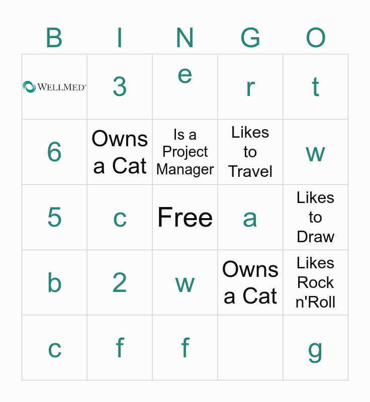 GTX Mixer Bingo Card