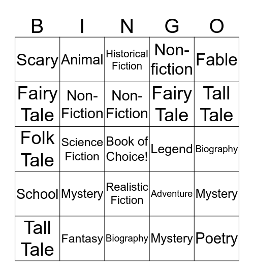 Literary Genres II Bingo Card