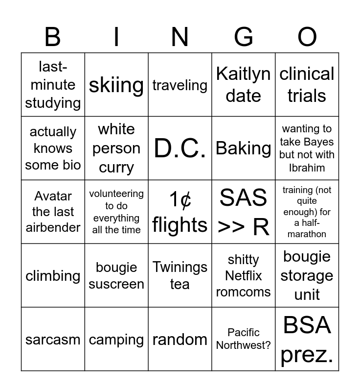 Kaitlyn Bingo Card