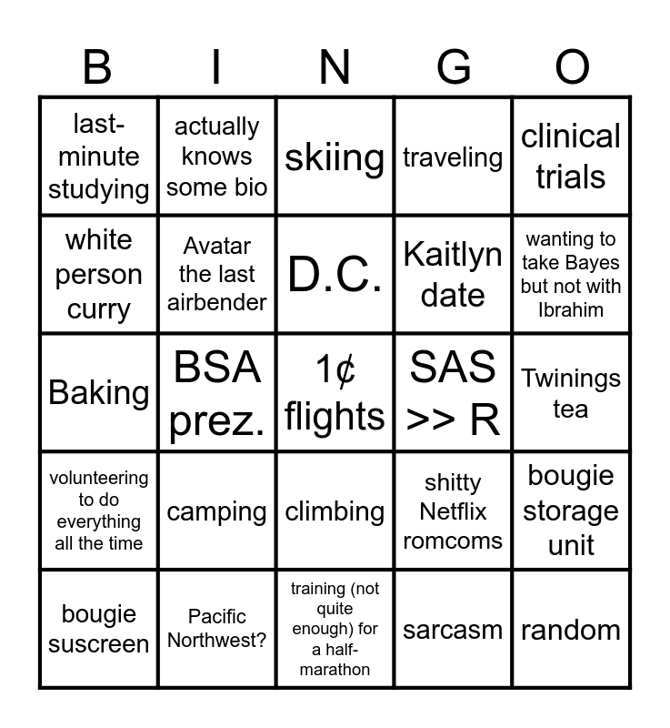 Kaitlyn Bingo Card