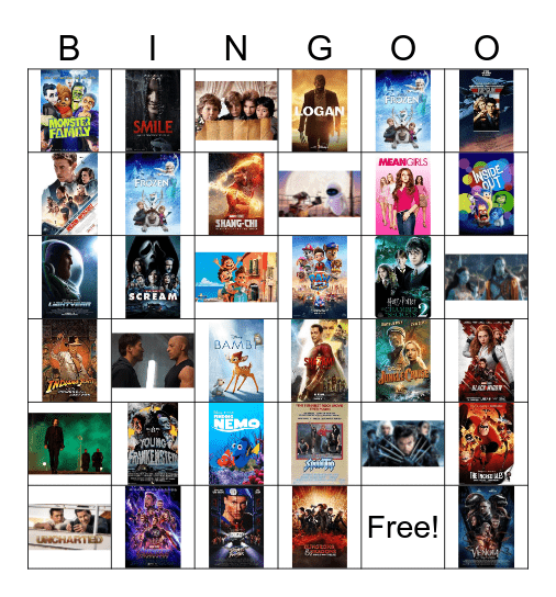 Movies Bingo Card