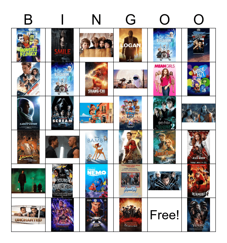 Movies Bingo Card