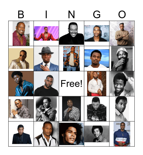 RnB Male Singers Bingo Card