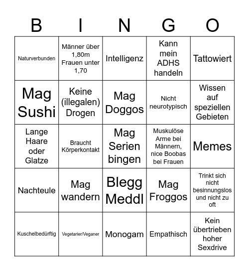 Are you my type? Bingo Card
