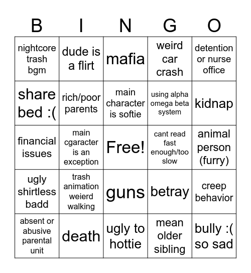 Gacha Bingo avery mady julia book Bingo Card