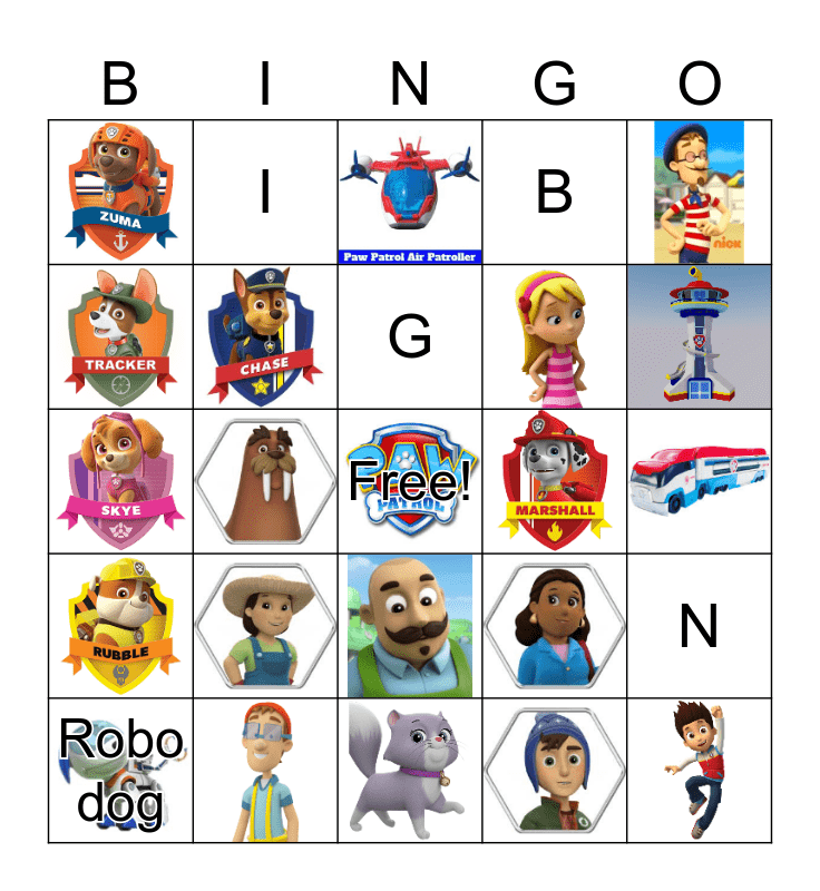 PAW PATROL BINGO Card
