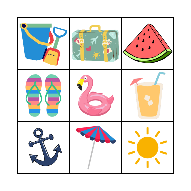 Happy summer holidays! Bingo Card