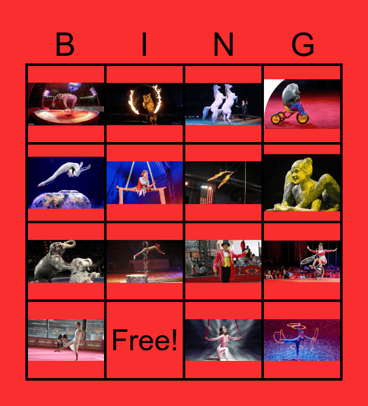 circus bingo Card