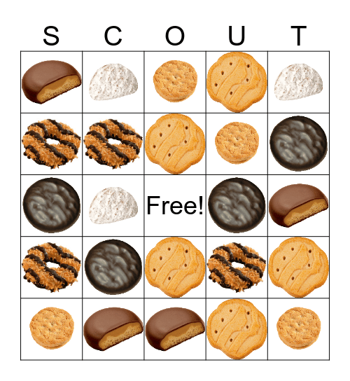 Girl Scout Cookie Bingo Card