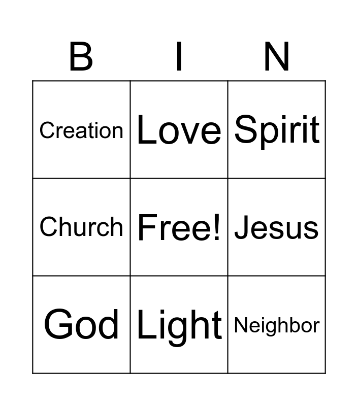 God Bingo Card