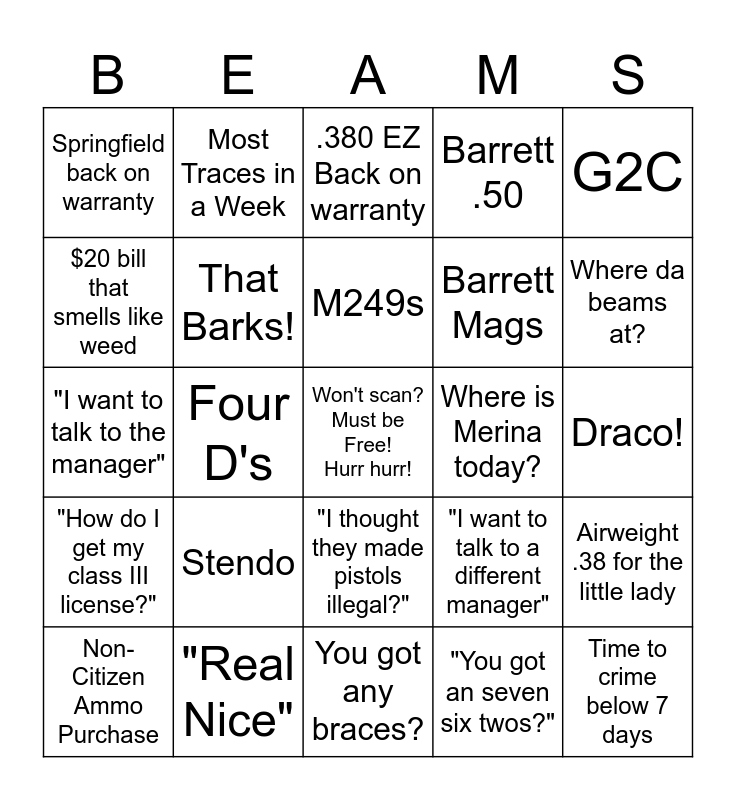 Secret Bingo Card