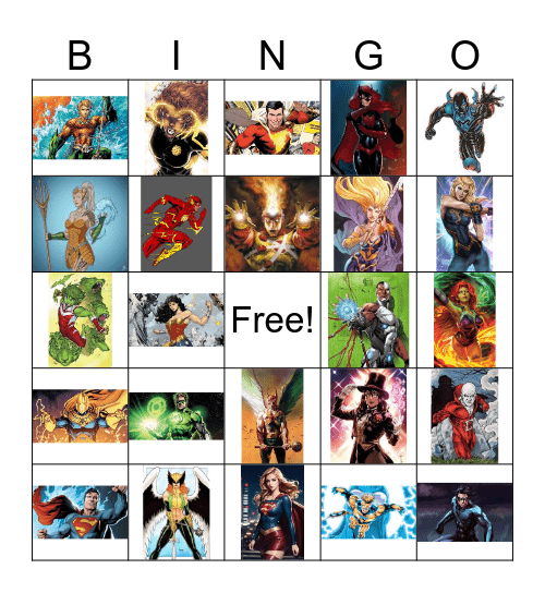 DC Superheroes Bingo Card