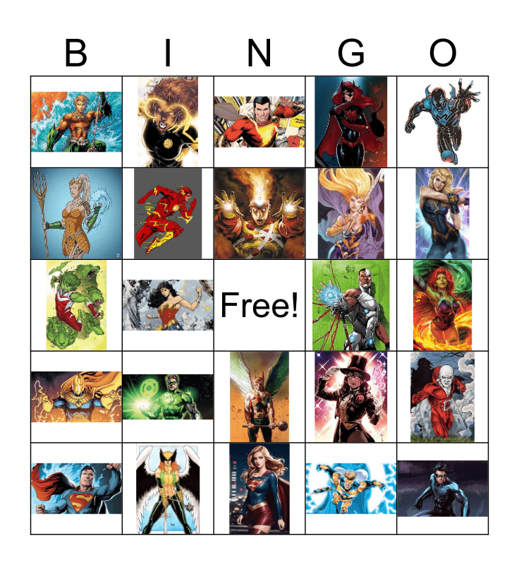 DC Superheroes Bingo Card