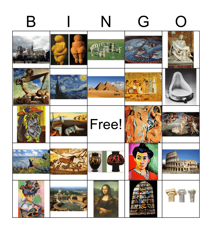 History Of Art Bingo Card