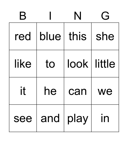 Power words! Bingo Card