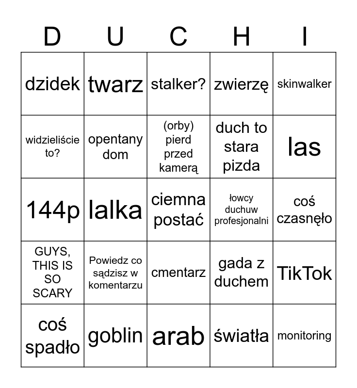 DUCHI Bingo Card