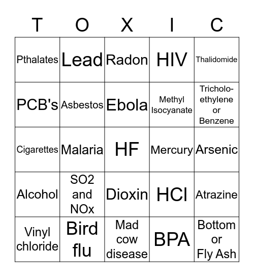 TOXIC BINGO Card