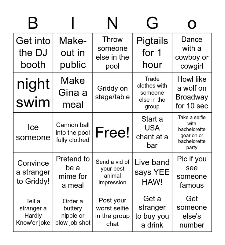 Nashville 2023 Bingo Card