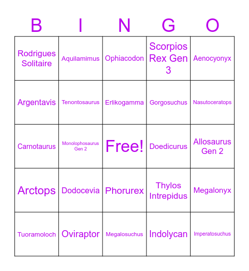 JWA bingo #1 Bingo Card