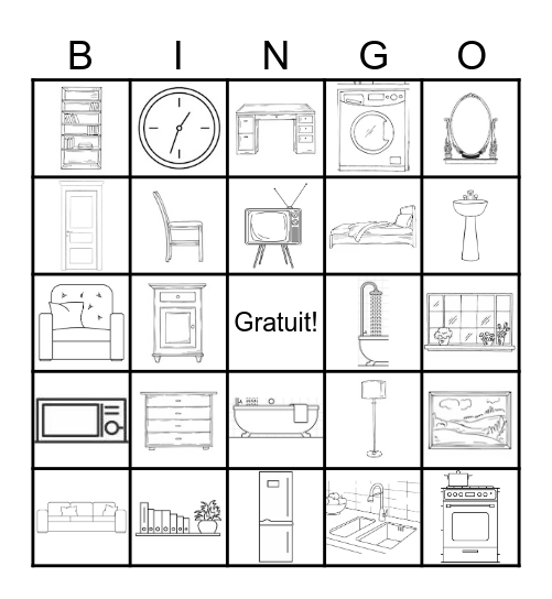 Les meubles (furniture) Bingo Card