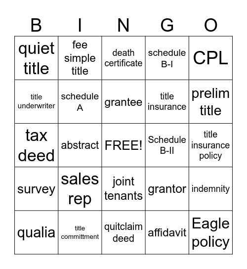Reli Title Bingo Card