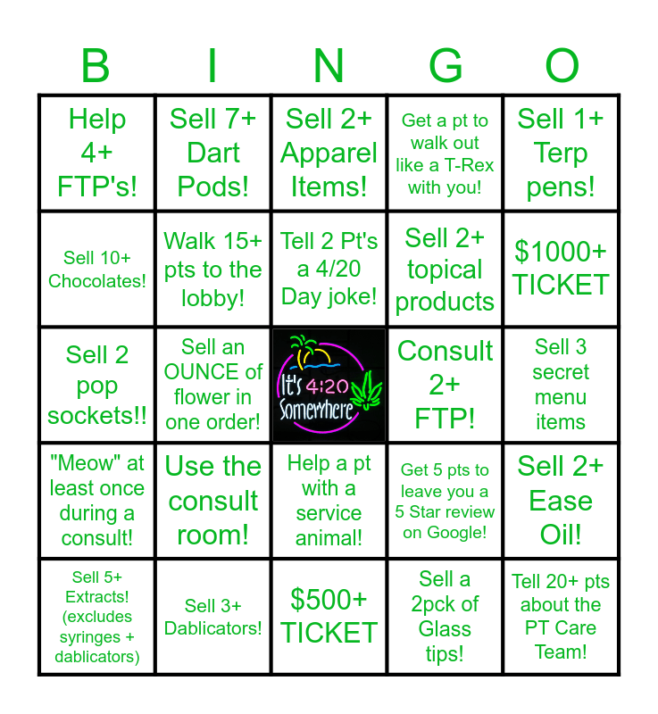 7/10 Dab Day! Bingo Card