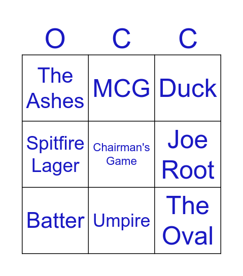 Offham Cricket Club Bingo Card