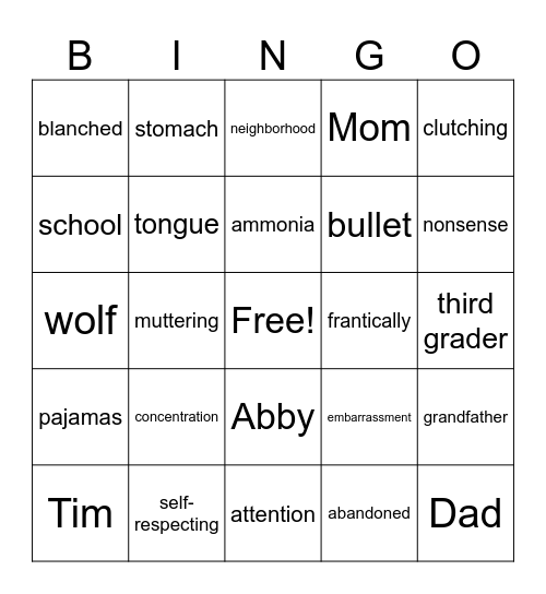Weird Wolf Bingo Card