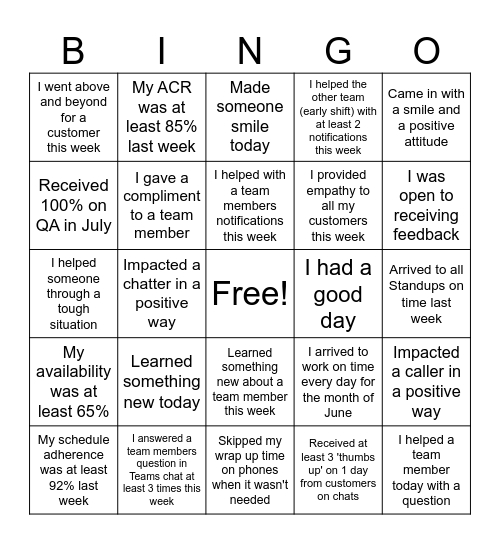 Web Accountability Bingo Card