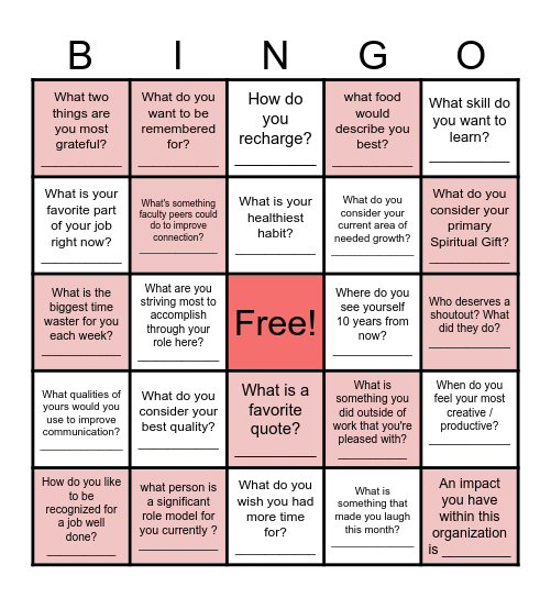 A Better Know BINGO Card