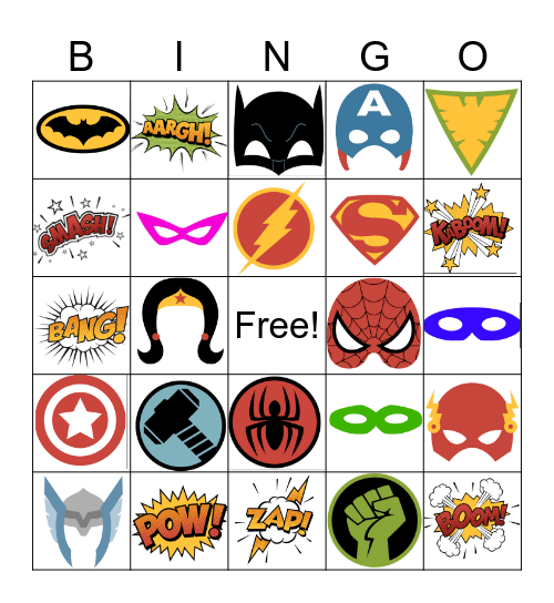 Super Hero Bingo! Bingo Card