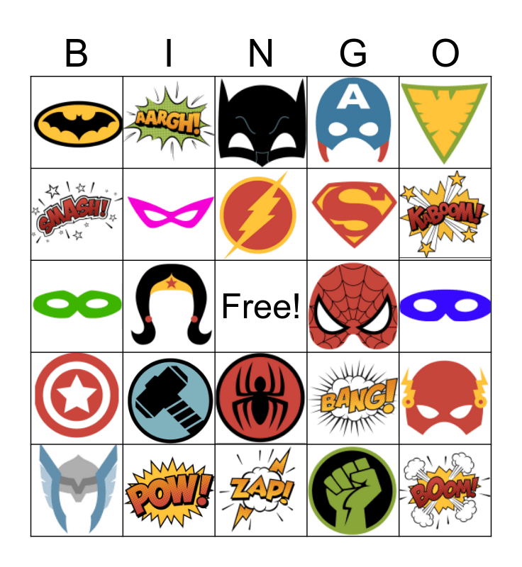 SUPERHERO BINGO Card