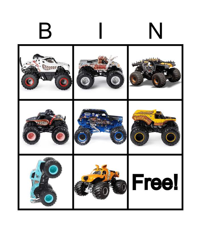MONSTER TRUCKS Bingo Card