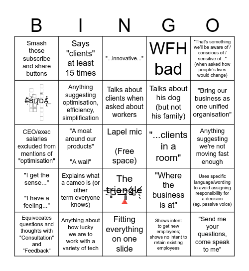 Town Hall Bingo Card