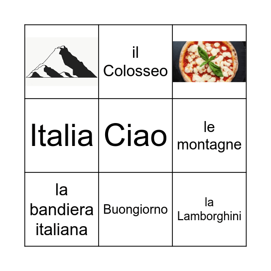 Italian Culture 2 Bingo Card