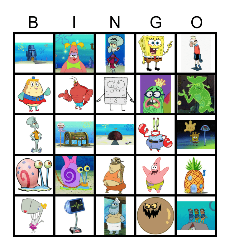 Spongebob Bingo Card