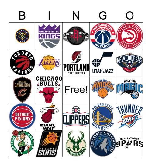 NBA Teams Bingo Card