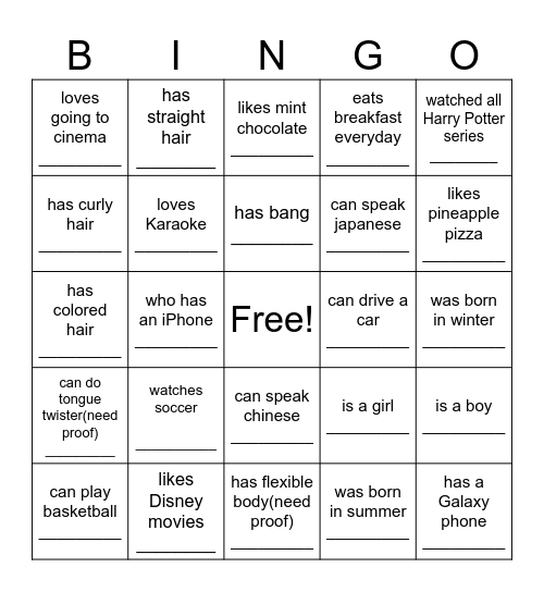 Find someone who.... Bingo Card